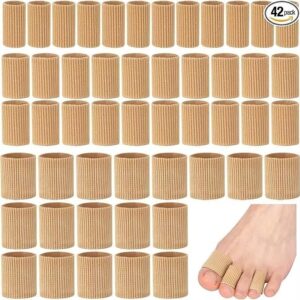 toe sleeve protectors toe cushion tube soft gel corn pads protectors, 42pcs toe spacers for bunion, hammer toe, cushions corns, blisters, calluses on toes, fingers, feet, yeajoin (4 size)