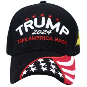 dailycarry trump 2024 usa embroidered hat take america back hat donald trump hat black red adjustable baseball cap for women men (black)