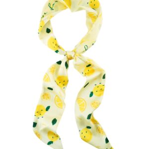 GERINLY Lemon Print Neck Choker Scarf Korea Style Ponytail Scarf for Beach Fresh Handbag Bow Accessory