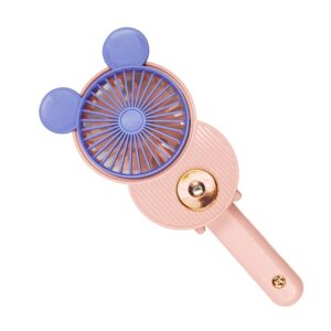 lacovia cute mickey misting mini fan, handheld portable usb rechargeable fan with 3 adjustable speeds, foldable personal fan for travelling(pink)