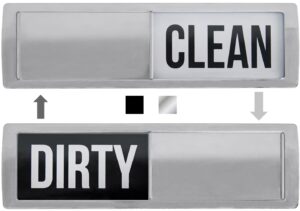 gorilla grip clean and dirty dishwasher magnet sign, optional adhesive, magnetic kitchen decor, easy read, non-scratch, heavy duty shutter slide magnets for dish washer, home accessories, 7x2, silver