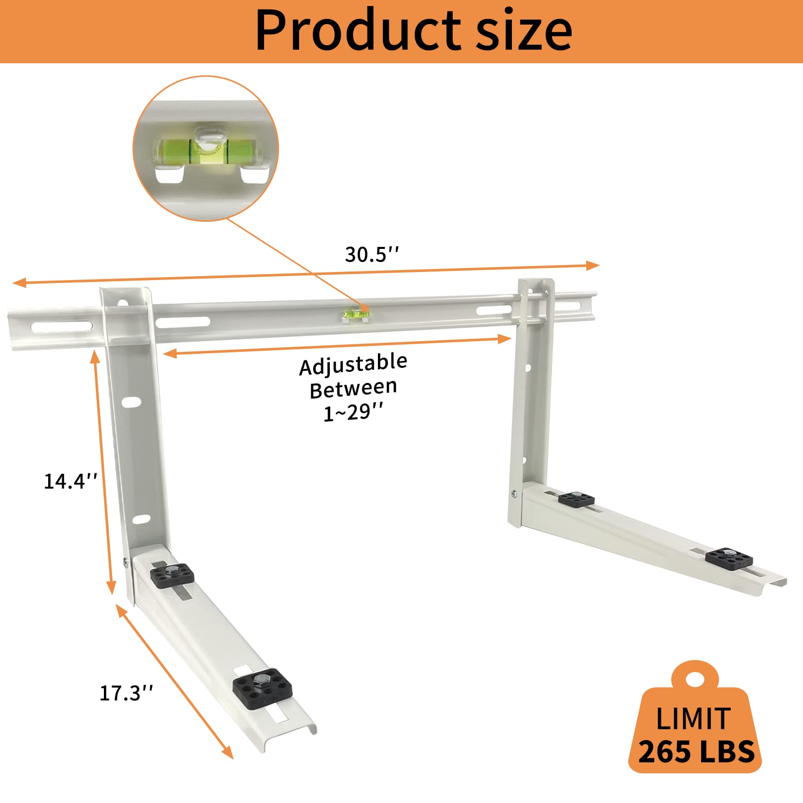 Mini Split Air Conditioner Bracket , Outdoor Wall Mounting Bracket for Ductless Mini Split Air Conditioner Heat Pump Systems, Universal,7000-18000 Btu AC Units, Heavy Duty Support up to 265 LBS