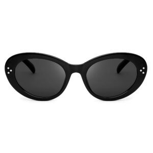 FEISEDY Y2k Oval Sunglasses Womens Thick Bold Retro Clout Goggles Round Cateye Shades B2313