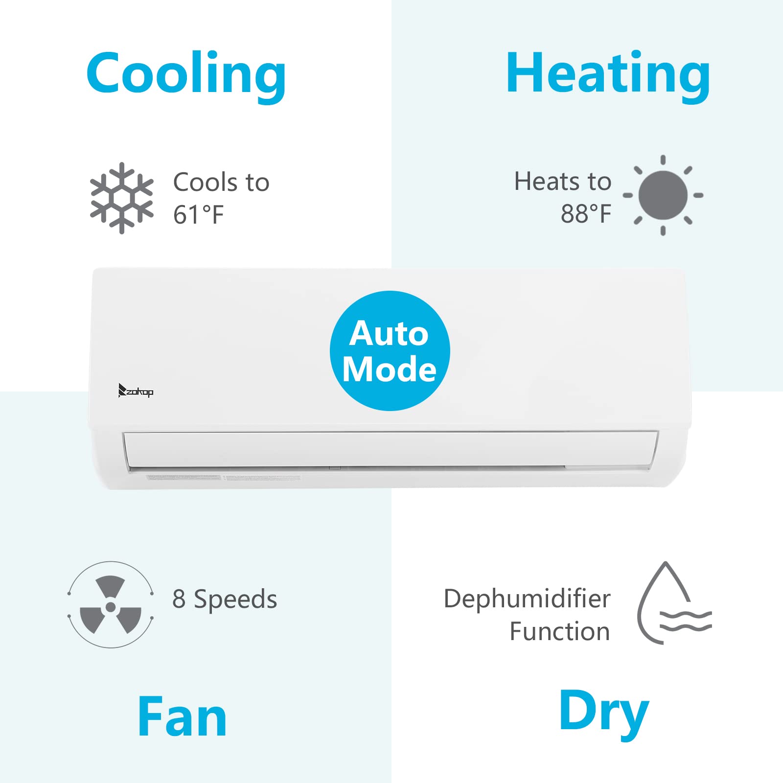 Winado 24,000 BTU Mini Split Air Conditioner Inverter, 19 SEER 230V Energy Saving Split-System AC w/Pre-Charged Condenser, Heat Pump, WIFI Remote Control, Installation Kit, Cools Up to 1500 Sq. Ft.