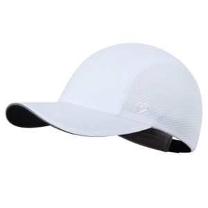 gadiemkensd women's race day running hat performance mesh baseball cap - excellent ventilation, lightweight, reflective safety ponytail hats for exercise golf hiking beach workout gym white