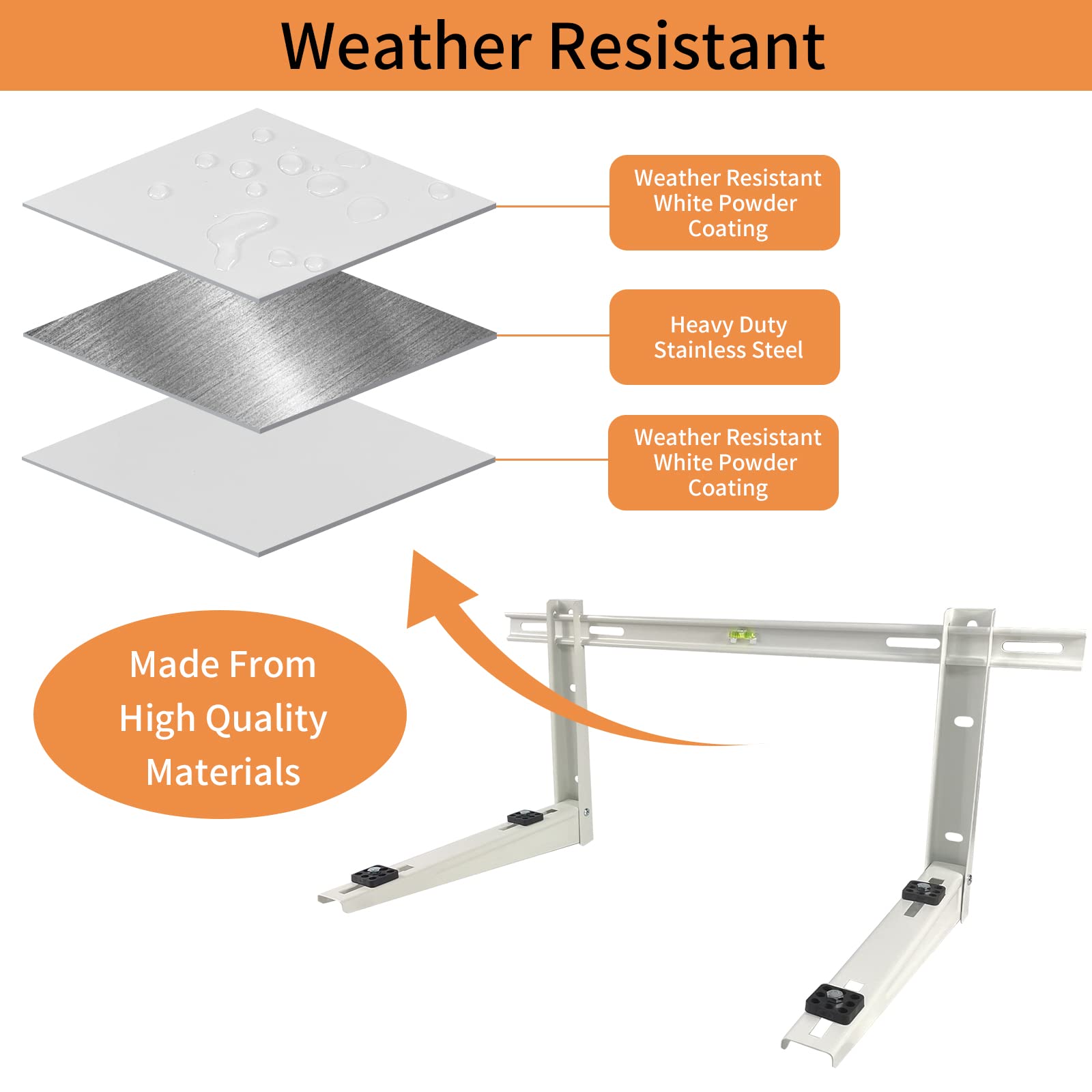 Mini Split Air Conditioner Bracket , Outdoor Wall Mounting Bracket for Ductless Mini Split Air Conditioner Heat Pump Systems, Universal,7000-18000 Btu AC Units, Heavy Duty Support up to 265 LBS