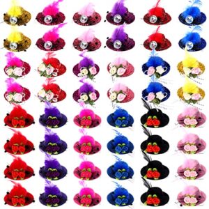 48 pieces mini hat hair clip mini top hat fascinator decorative for girls women feather lace clip tea party hair accessories