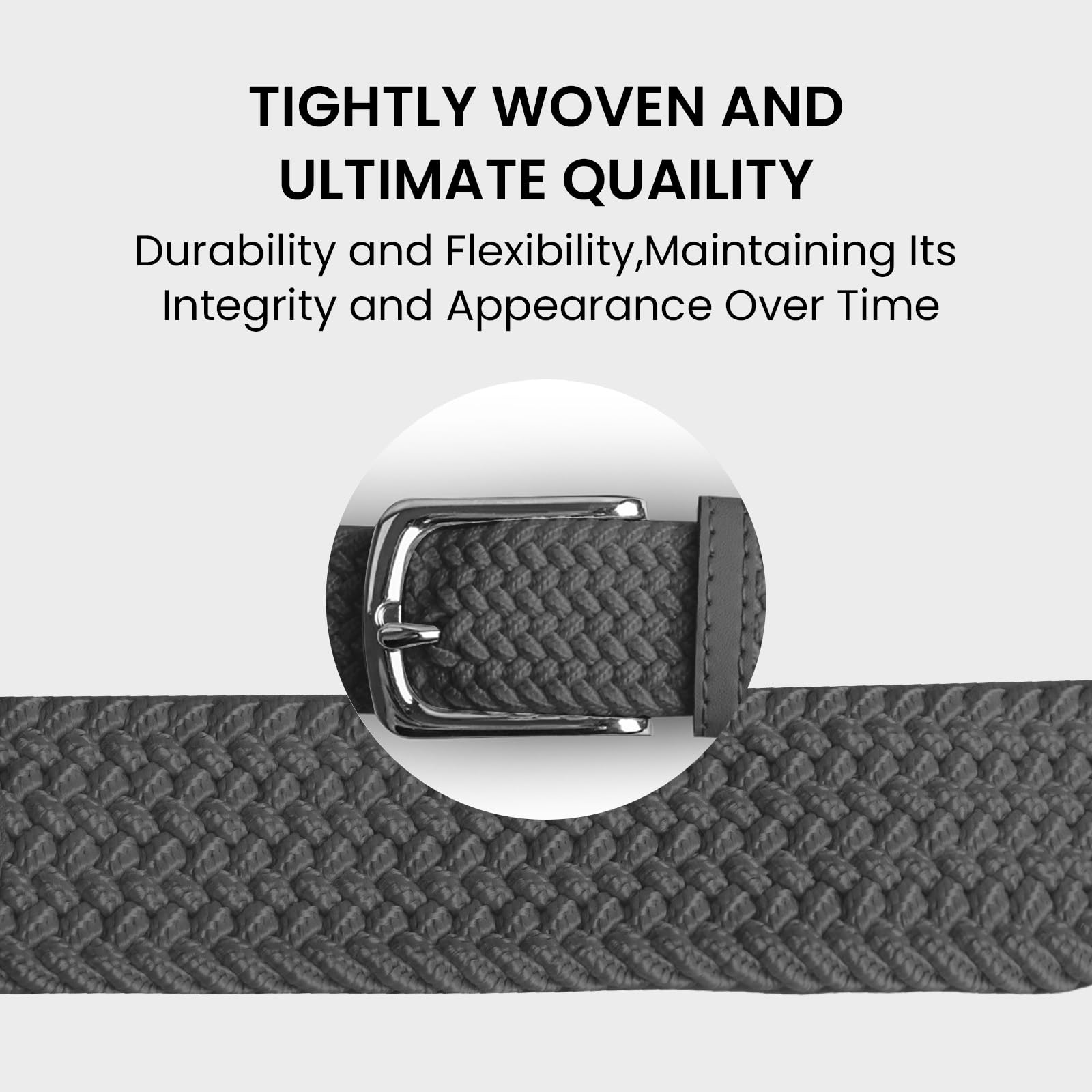 VEASAERS Golf Belts for Men 3 Pack Braided Elastic Fabric Stretch Canvas woven for Men Women Youth Sports Golf Hiking (34"-38" Waist Adjustable, 3 Pack-Black+Gray+Blue)