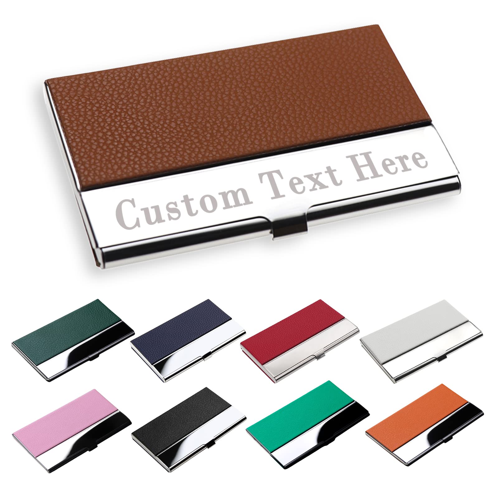 EAQ Custom Business Card Holder Personalized Leather Business Card Holder for Men&Women Custom Logo/Name Business Card Holder Gift