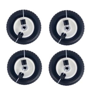 (set of 4) 8" flat free tires 2.50-4" flat free all purpose tires - hand truck, dolly, utility cart tire on wheel assembly