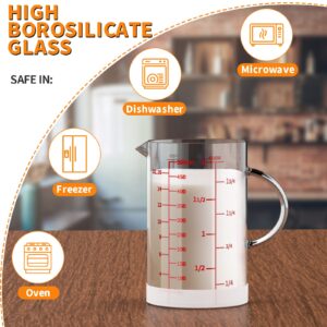 77L Glass Measuring Cup, 2-Cup/500 ML Liquid Measuring Cups, Measuring Cup With Handle and V-Shaped Spout, Glass Beaker with Three Scales (OZ, Cup, ML), Dishwasher/Freezer/Microwave Safe