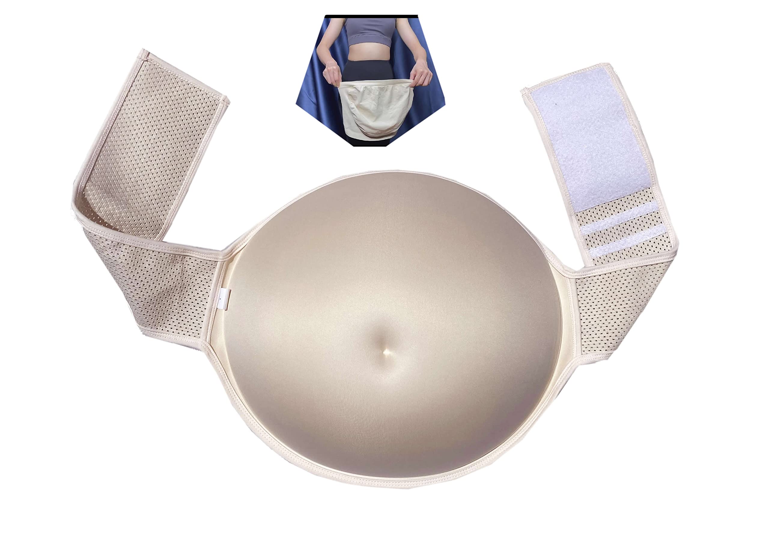 BIMEI Fake Pregnancy Belly Sponge Belly Film Props Tv Series Props Spoof Costume Cosplay Lightweight (Beige, Twins 5‑8 Months)