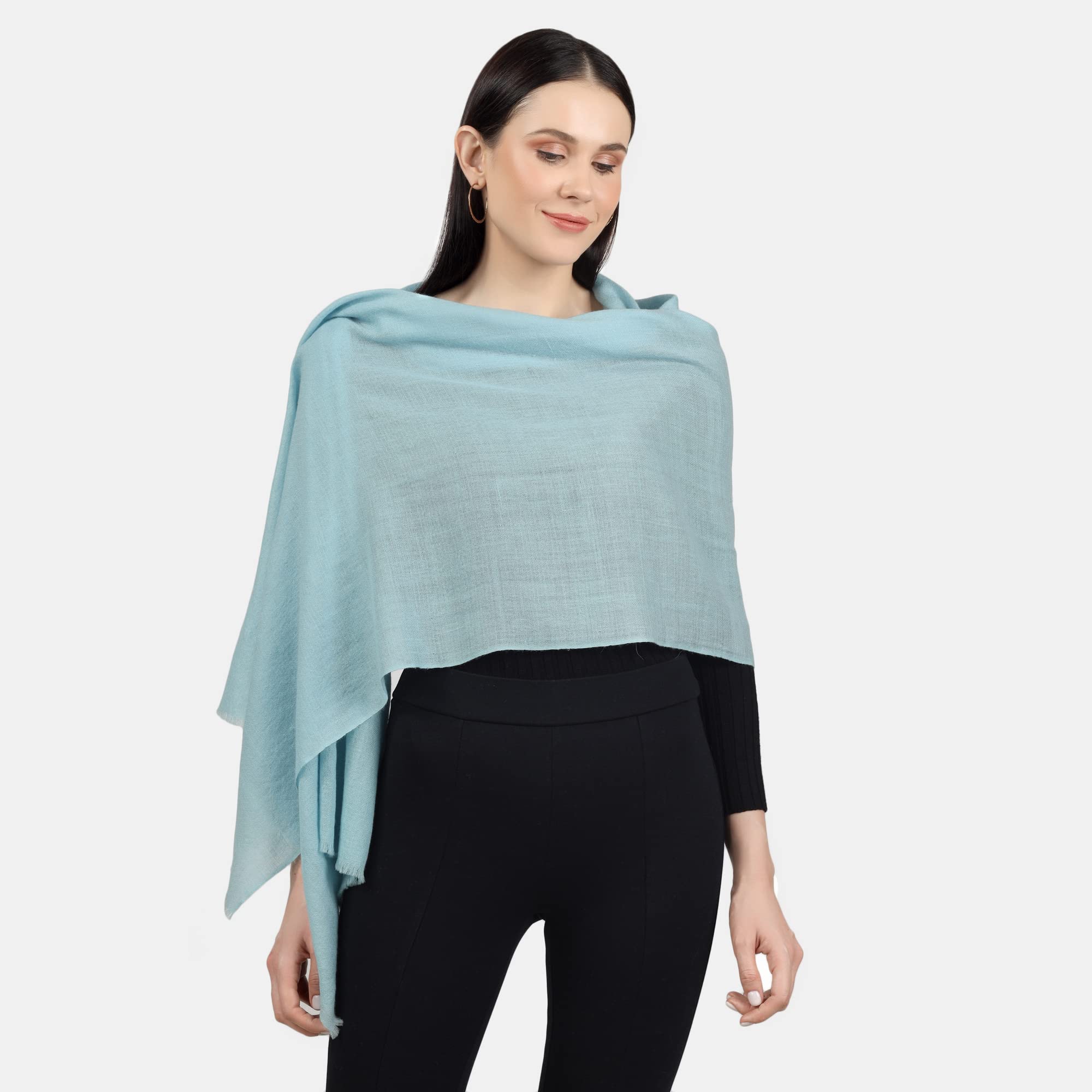 PASHWRAP Cashmere Wrap Handwoven in Kashmir - Luxurious large Cashmere Scarf for Women Lightweight (Turquoise)