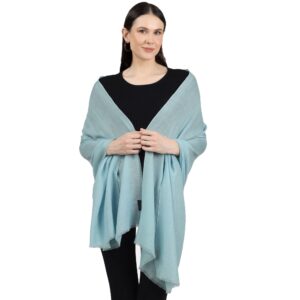 pashwrap cashmere wrap handwoven in kashmir - luxurious large cashmere scarf for women lightweight (turquoise)