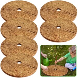 zeedix 6 pcs coconut fibers mulch ring tree protector mat, 24 inch coco coir tree protection, tree ring mats tree disc plant cover for indoor or outdoor