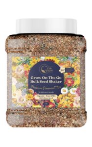 bulk wildflower seed shaker – perennial flower seeds mix to plant anywhere, by geva grow | 20 - different type beautiful perennial wildflower seeds bulk 900,000+ seeds, 1 pound tub