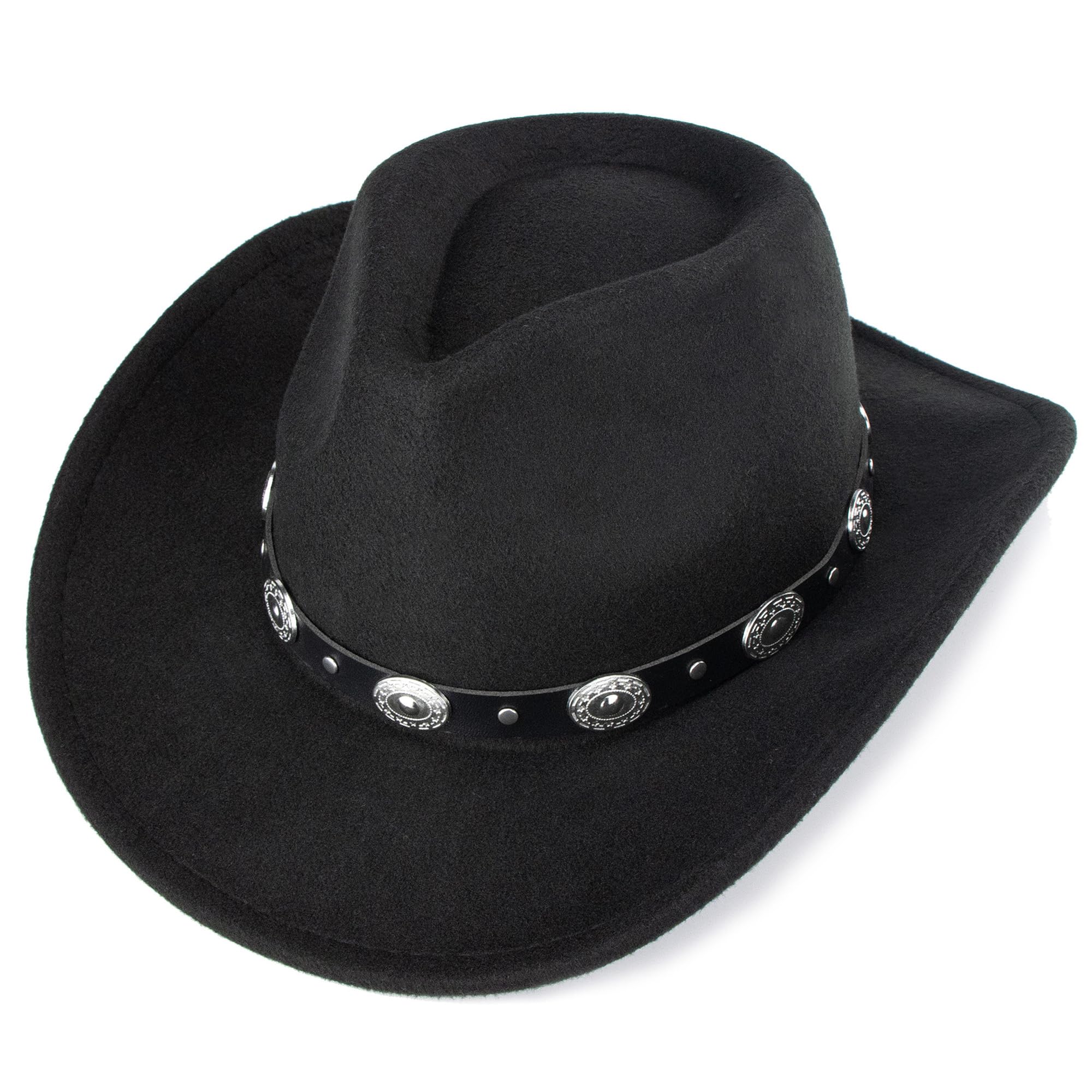 Women Felt Wide Brim Western Cowboy Hat for Men Panama Fedora Wool Caps