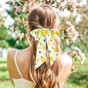 GERINLY Lemon Print Neck Choker Scarf Korea Style Ponytail Scarf for Beach Fresh Handbag Bow Accessory