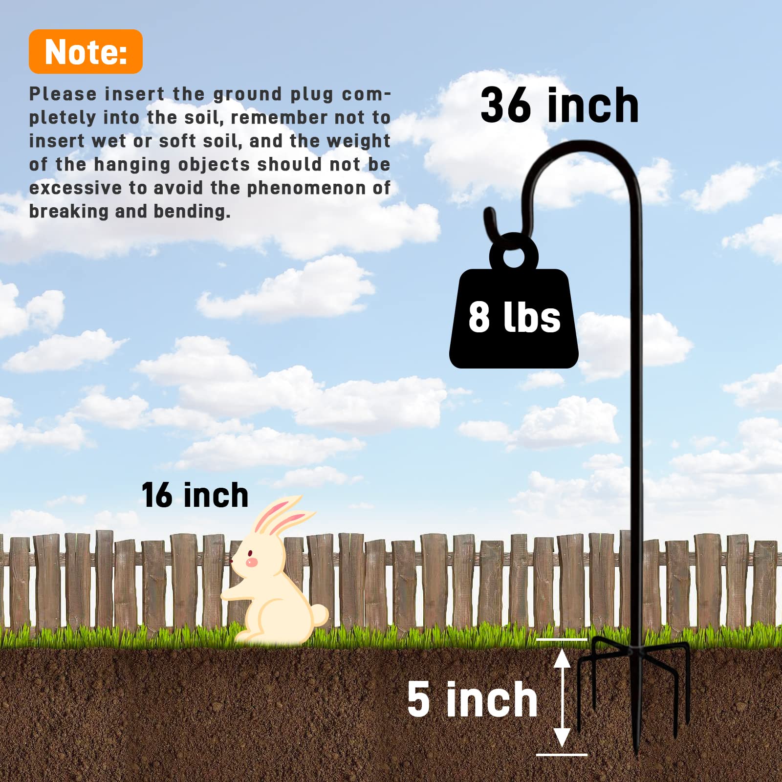 Rexwnadu Shepherd Hooks Outdoor 36 Inches for Lanterns Heavy Duty Shepherd Stand Plant Hanger Yard Hooks for Solar Lights,Bird Feeder,Wedding,Mason Jar,Planter Pot