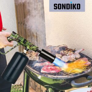 Sondiko Propane Torch Head - Powerful Kitchen Torch for Cooking, BBQ, and Steak Searing - Sous Vide - Charcoal Lighter and Welding Torch - Perfect Campfire Starter(Propane Tank Not Included)