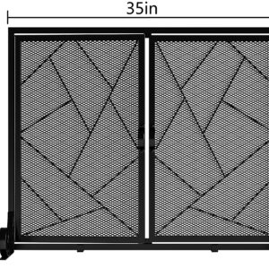 Fire Beauty Fireplace Screen with Hinged Doors Cast Iron Border Sturdy Steel Frame Durable Metal Mesh Decorative Spark Guard Black Finish(Middle)