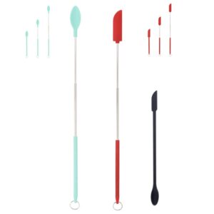 suntchen mini silicone spatula set stretchable makeup spatulas small scooper and spoon 2-in-1tiny spatula for kitchen bottle beauty jar, adjustable size and reusable, 3pcs