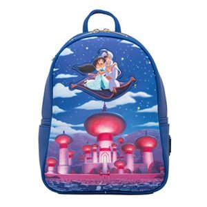 loungefly disney glow in the dark aladdin and jasmine magic carpet ride backpack