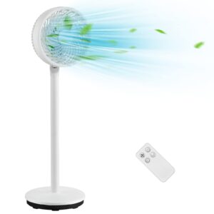 goflame pedestal floor fan with remote control, portable standing fan with 85° oscillation, 100° tilt, 3 wind speeds and 7h timer, quiet cooling fan for bedroom living room home office