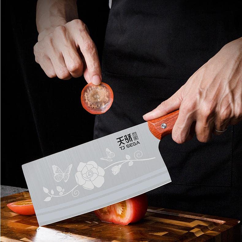 Meat Cleaver Knife 7.4 Inch, Ultra Sharp Chinese Chef's Knives, Full-tang Chopping Knife, 30Cr13 Steel Blade Thickness 2.5 mm, TJ SEGA Series TC1707