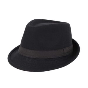 unisex timelessly classic 20s trilby fedora hat men women short brim panama jazz cap manhattan (a-black)