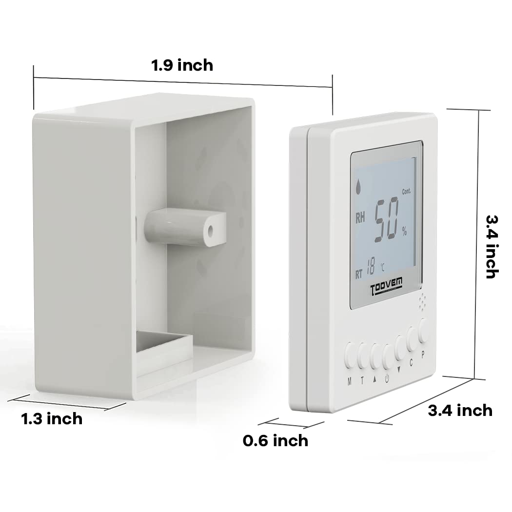 TOOVEM Remote Controller for Digital Humidity, Temperature, Adapt The Humidity Level, for Basement Crawl Space Dehumidifier White