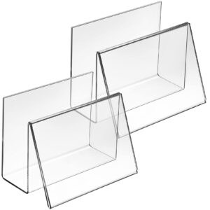 vicenpal clear acrylic postcard holder business card holder greeting card display clear business card stand rack for index card organizer desk table home office school, 6 x 4.25 x 4.5 inches (2 pcs)