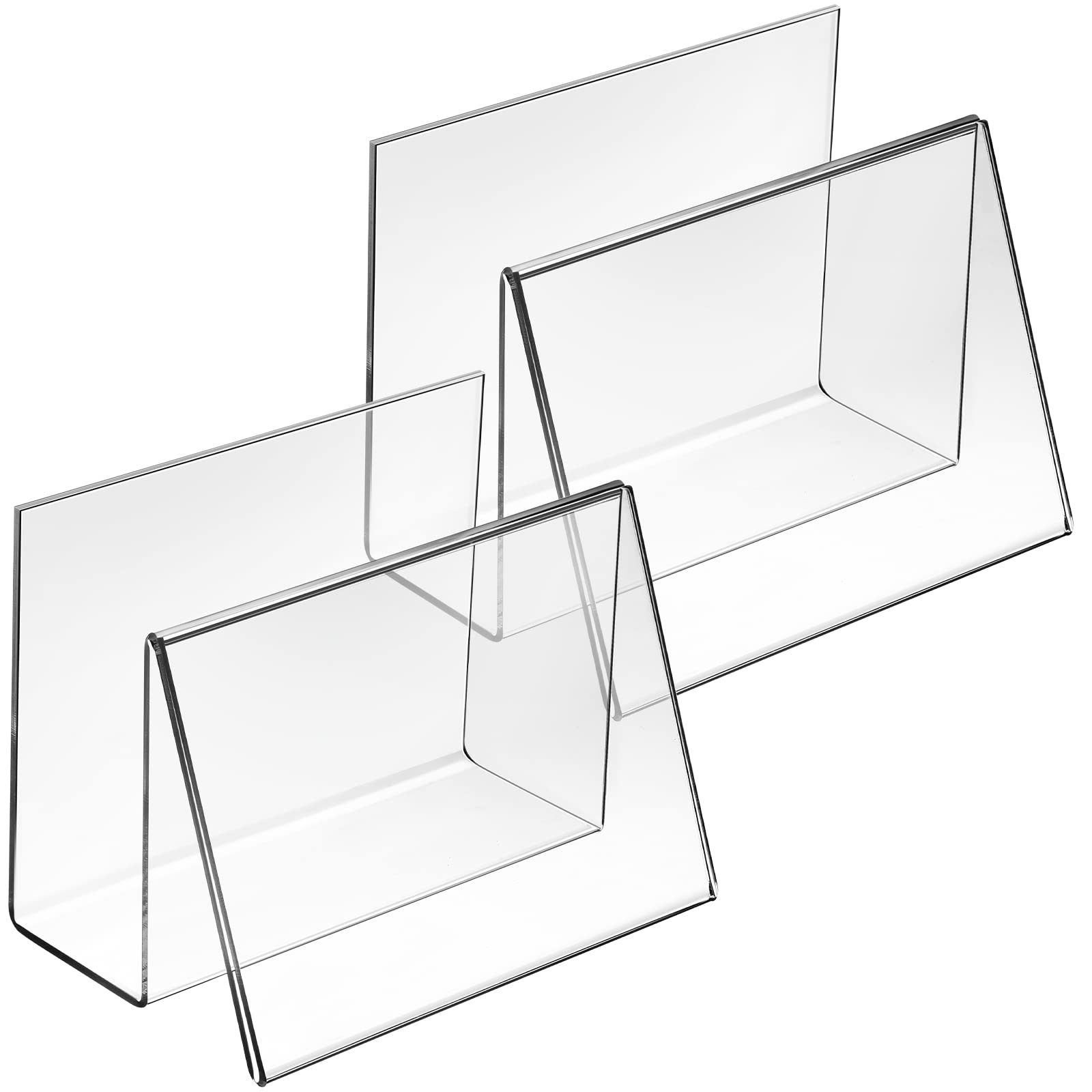 Vicenpal Clear Acrylic Postcard Holder Business Card Holder Greeting Card Display Clear Business Card Stand Rack for Index Card Organizer Desk Table Home Office School, 6 x 4.25 x 4.5 Inches (2 Pcs)