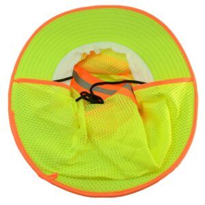 Exgreem Hi Vis Reflective Safety Breathable Green/Orange Bucket Cap Neck Flap Boonie Hats (Lime)