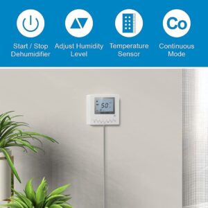 TOOVEM Remote Controller for Digital Humidity, Temperature, Adapt The Humidity Level, for Basement Crawl Space Dehumidifier White