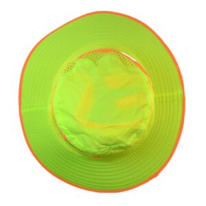 Exgreem Hi Vis Reflective Safety Breathable Green/Orange Bucket Cap Neck Flap Boonie Hats (Lime)