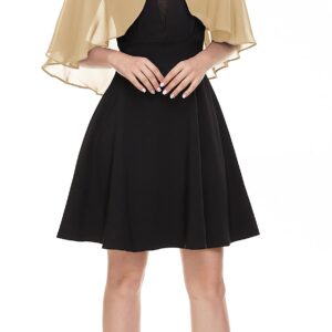 Soft Chiffon Shawls Wraps Shrug for Wedding Evening Dress Cape Cover Up for Women(Dusty gold)