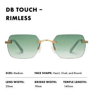 Prive Revaux DB Touch Rimless Sunglasses – Handcrafted Quality with 100% UV Protection – For Men & Women – Emerald