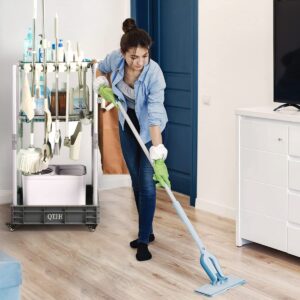 Janitorial cart Housekeeping cart Cleaning Cart on Wheels Housekeeping Caddy with Shelves Broom mop Holder