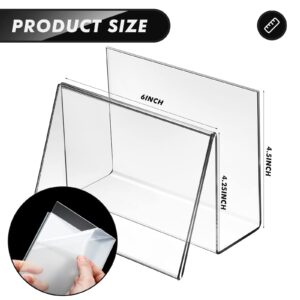 Vicenpal Clear Acrylic Postcard Holder Business Card Holder Greeting Card Display Clear Business Card Stand Rack for Index Card Organizer Desk Table Home Office School, 6 x 4.25 x 4.5 Inches (2 Pcs)