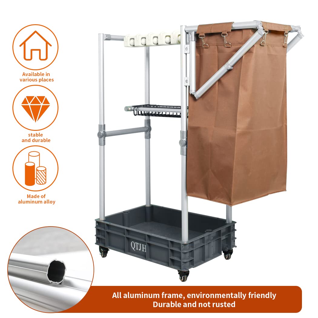 Janitorial cart Housekeeping cart Cleaning Cart on Wheels Housekeeping Caddy with Shelves Broom mop Holder