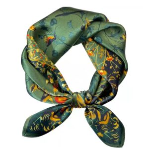 ANDANTINO Mulberry Silk Square Scarf for Hair-27''x27''- Women Men Natural Silk Neckerchief(Jade Green)