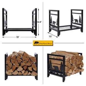 MYFIREPLACEDIRECT Firewood Rack with Log Bag Indoor Fireplace Log Holder Outdoor Wood Storage Log Rack Decorative Heavy Duty Steel Firewood Carrier Stove Bracket Stacking Rack