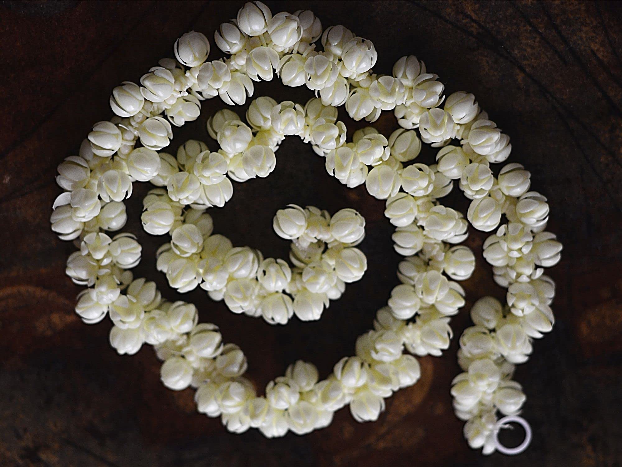 Artificial Jasmine Garland,Jasmine Gajra,Mullapoove mala with Real Jasmine Fragrance, As Used for Hair Accessory for Women and Girls,Length - 90 cm, Cream Color