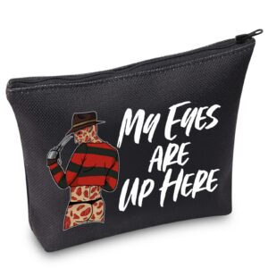 wzmpa horror movie cosmetic makeup bag horror movie inspired gift my eyes are up here zipper pouch bag for women girls (eyes up here)