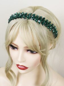 brihasory green rhinestone headband wedding hair accessories for brides tiaras for women and girls goddess costume hair decoration party prom bridesmaid gifts