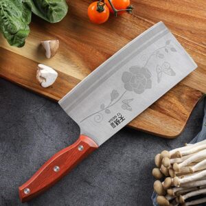 Meat Cleaver Knife 7.4 Inch, Ultra Sharp Chinese Chef's Knives, Full-tang Chopping Knife, 30Cr13 Steel Blade Thickness 2.5 mm, TJ SEGA Series TC1707