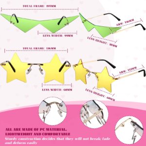 Juinte 8 Pcs Irregular Sunglasses Set Rimless Lovely Flame Rectangle Cloud Star Butterfly Sunglasses Frameless Candy Color Glasses Heart Slender Oval Triangle Sunglasses for Women Men (Stylish Style)