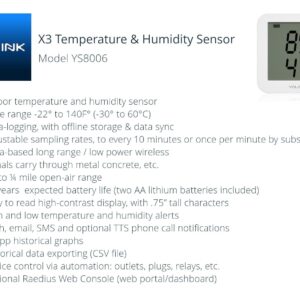 YoLink X3 Version Temperature & Humidity Sensor, Supports App Real-Time Data Refresh, Alexa, IFTTT, Home Assistant Integration - YoLink Hub Required