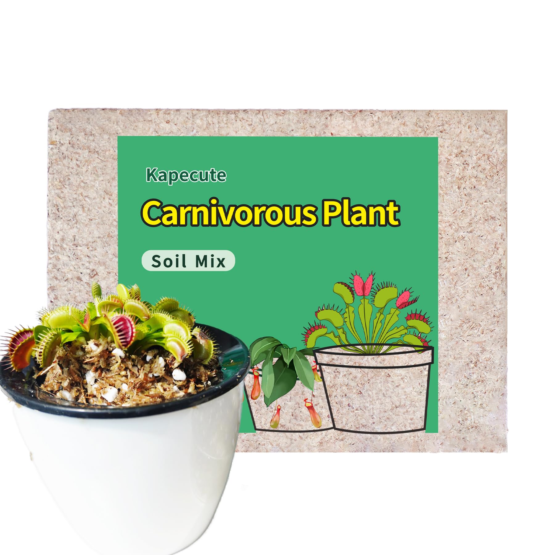 Kapecute Carnivorous Plant Soil Mix 3 Qts, Include Perlite and Sphagnum Moss Debris, Great Potting Soil for Venus Fly Traps, Pitcher Plants, Sundews